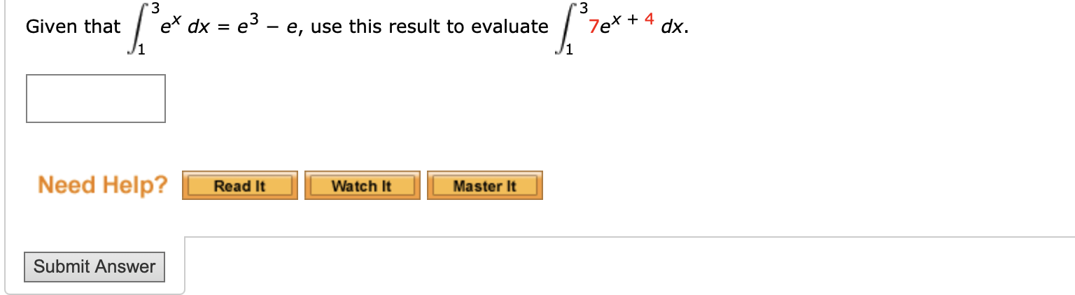 Solved Given that ∫13exdx=e3-e, ﻿use this result to evaluate | Chegg.com
