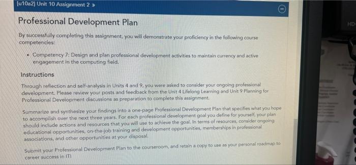 Solved [u10a2] Unit 10 Assignment 2 >> Professional | Chegg.com