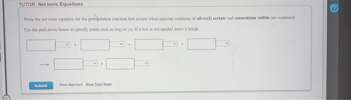 Solved TUTOR Net lonic Equations Write the net ionic | Chegg.com