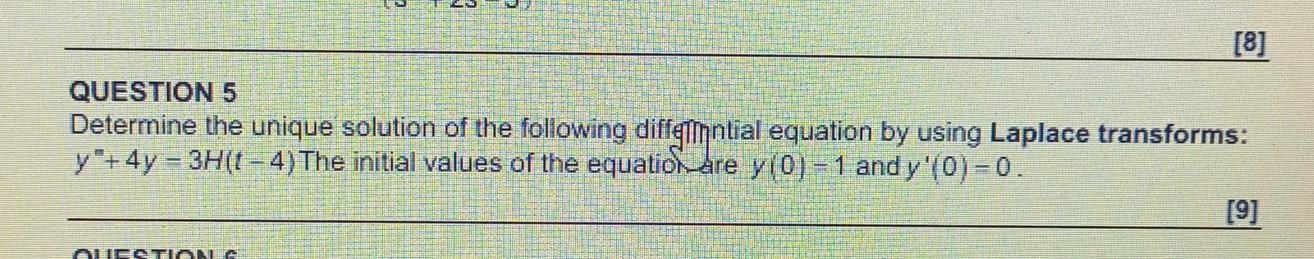 Solved QUESTION 5 Determine the unique solution of the | Chegg.com