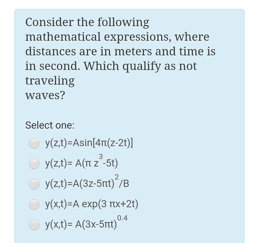 Solved Consider the following mathematical expressions, | Chegg.com