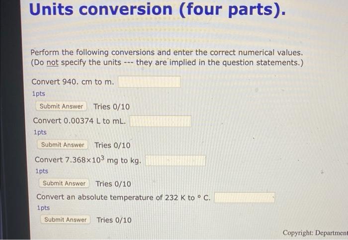Solved Perform the following conversions and enter the | Chegg.com