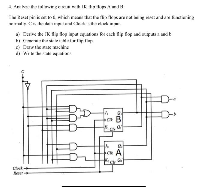 Solved 4 Analyze The Following Circuit With Jk Flip Flops A 