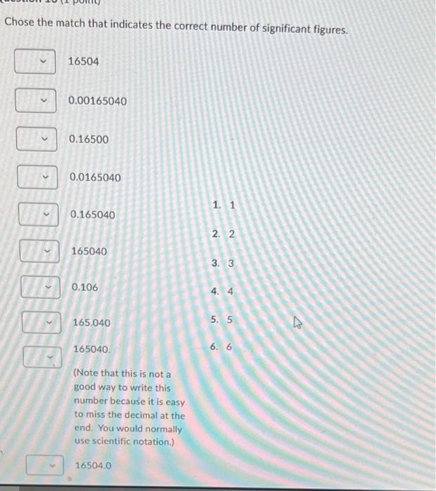 Solved Chose the match that indicates the correct number of | Chegg.com