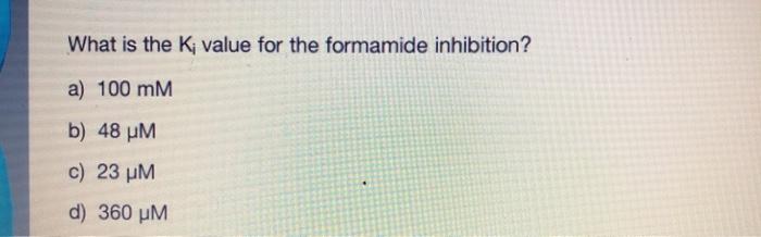 Solved What Is The Km App Value For The 100 Um Formamide