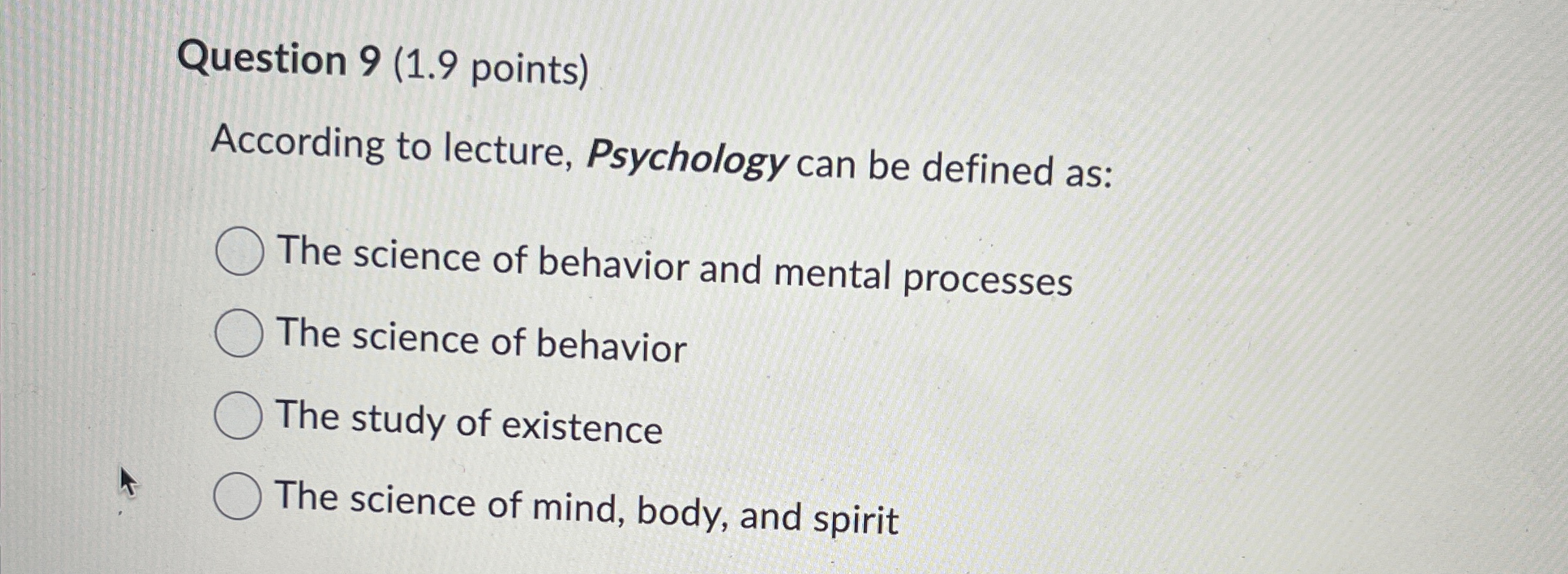 Solved Question 9 (1.9 ﻿points)According to lecture, | Chegg.com
