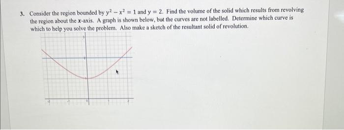 Solved Consider the region bounded by y2−x2=1 and y=2. Find | Chegg.com