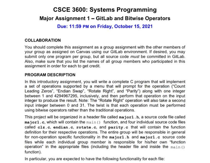 Solved Csce 3600 Systems Programming Major Assignment 1