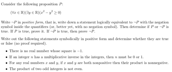 Solved Consider the following proposition P: (WxER)(3) € | Chegg.com
