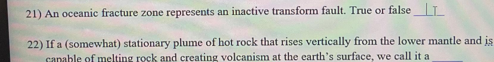 Solved An oceanic fracture zone represents an inactive | Chegg.com