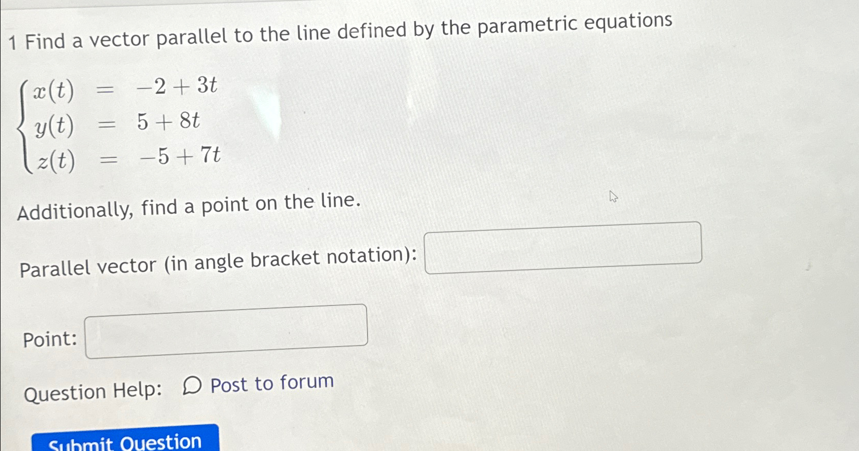 Solved 1 ﻿Find a vector parallel to the line defined by the | Chegg.com