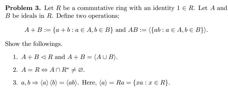 Solved Problem 3. Let R be a commutative ring with an | Chegg.com