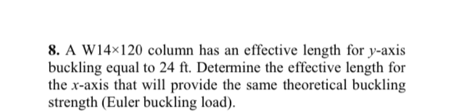 Solved A W 14×120 ﻿column has an effective length for y-axis | Chegg.com