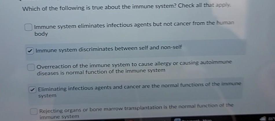 Solved Which of the following is true about the immune | Chegg.com