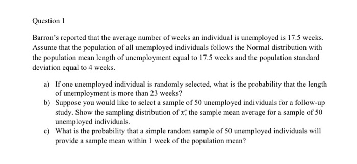 Solved Question 1 Barron's reported that the average number | Chegg.com