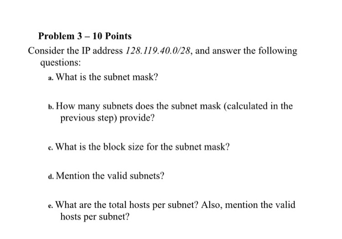 Solved Problem 3 - 10 Points Consider the IP address | Chegg.com