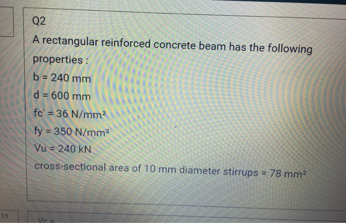 Solved Q2 A rectangular reinforced concrete beam has the | Chegg.com