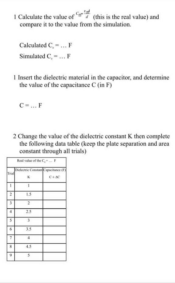 Solved Second part Dielectrics and Capacitance 1 Click on | Chegg.com