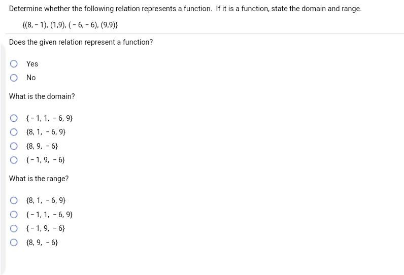 Solved Determine whether the following relation represents a | Chegg.com