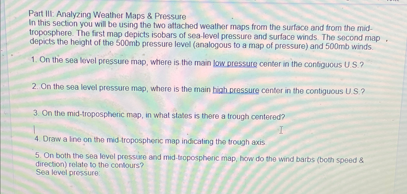 Solved Part III: Analyzing Weather Maps & PressureIn this | Chegg.com