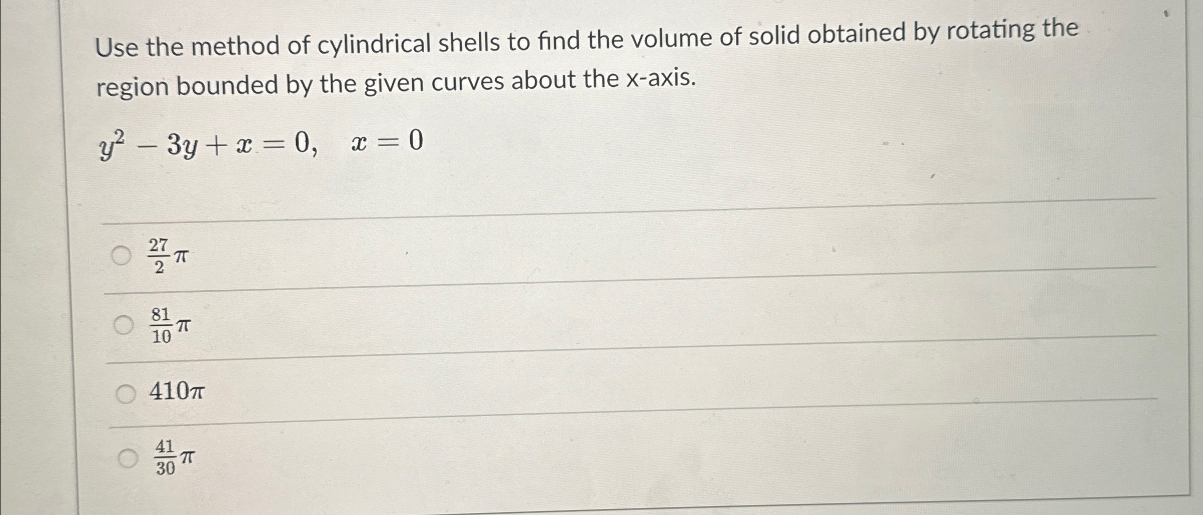 Solved Use the method of cylindrical shells to find the | Chegg.com