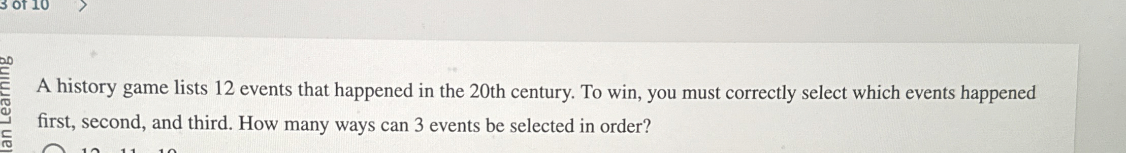 Solved A history game lists 12 ﻿events that happened in the | Chegg.com