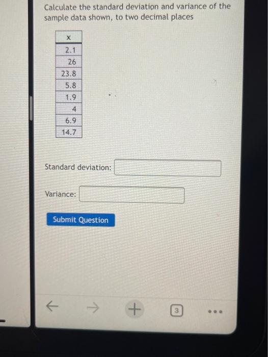 Solved Calculate the standard deviation and variance of the | Chegg.com