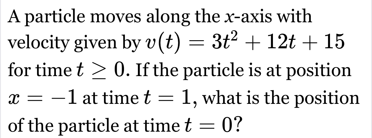 Solved A particle moves along the x-axis with velocity given | Chegg.com