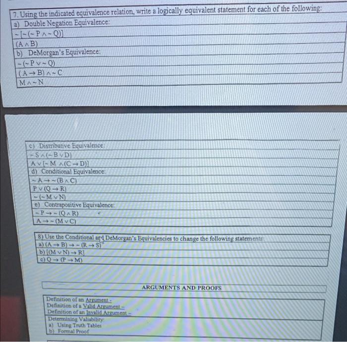 Solved 7. Using the indicated equivalence relation, write a | Chegg.com