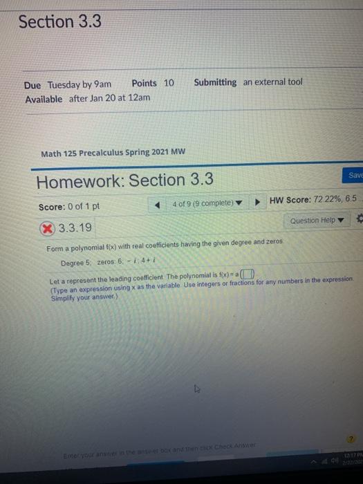 Solved Section 3.3 Submitting an external tool Due Tuesday | Chegg.com