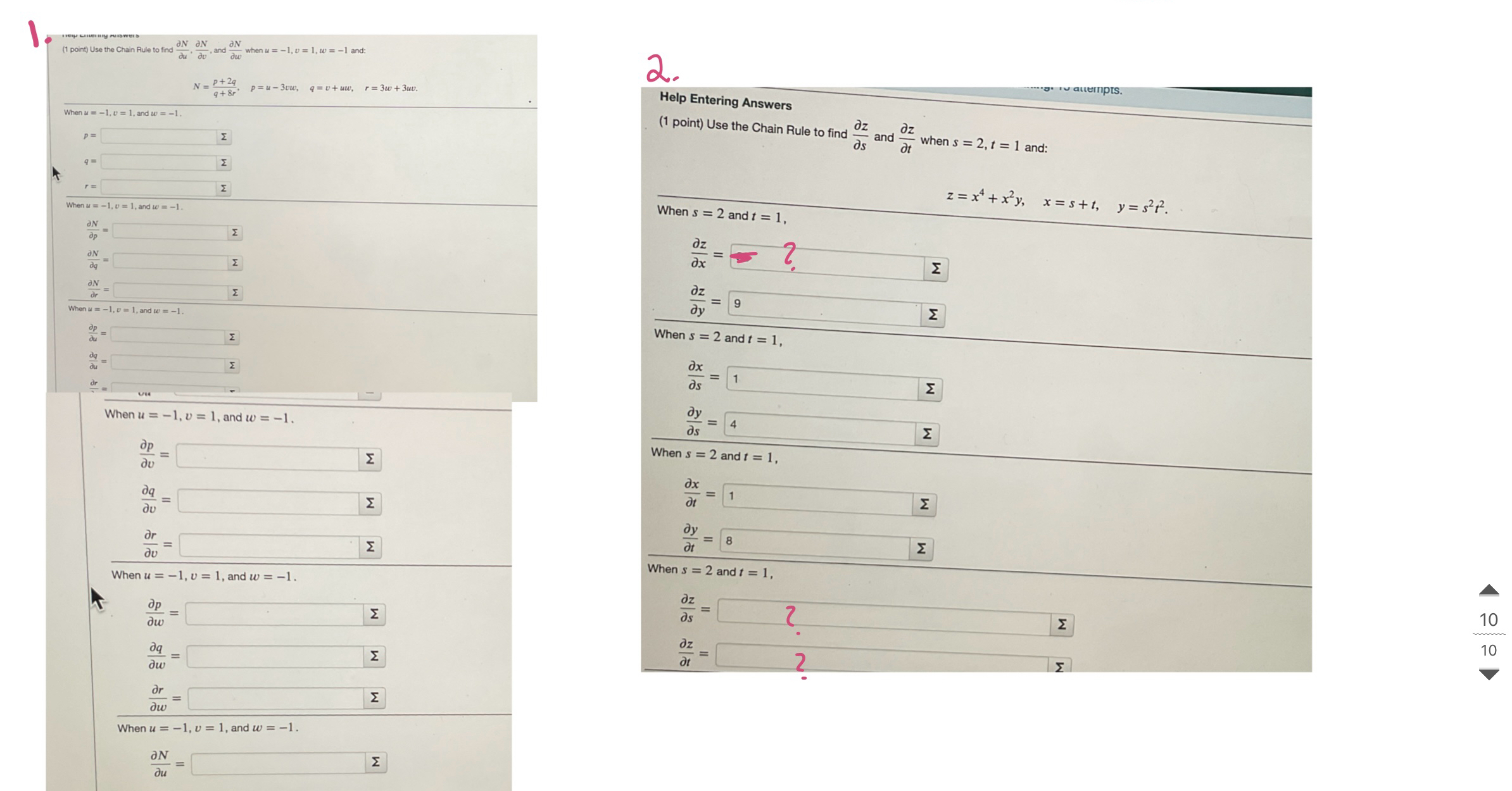 Solved (1 ﻿point) ﻿Use the Chain Rule to find | Chegg.com