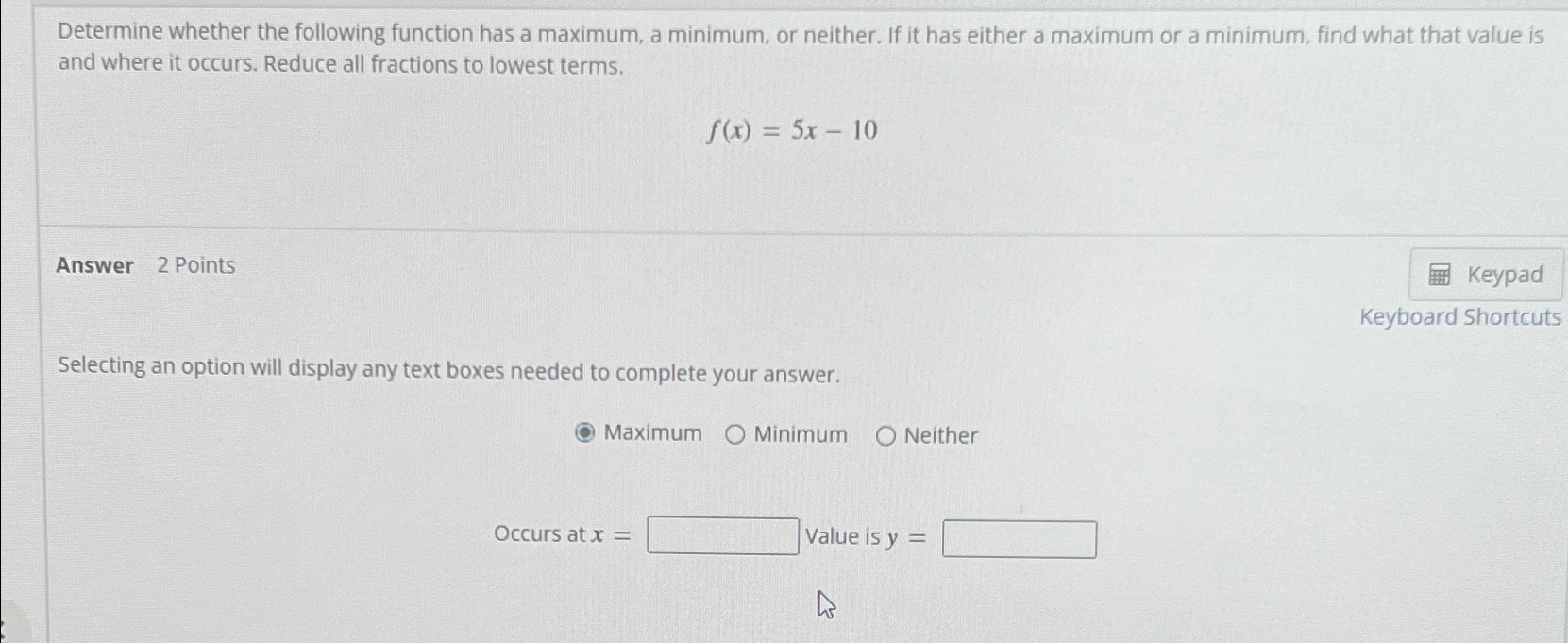 Solved Determine whether the following function has a | Chegg.com