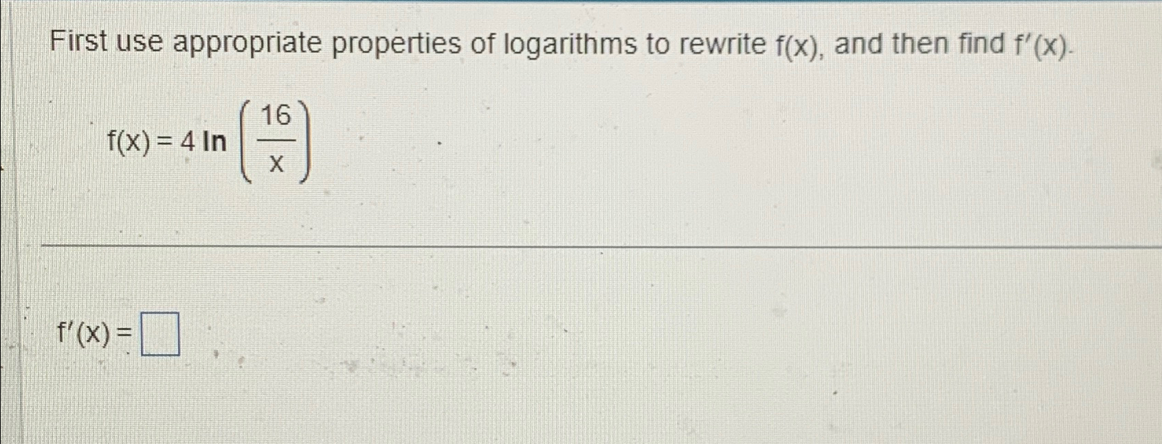Solved First use appropriate properties of logarithms to | Chegg.com