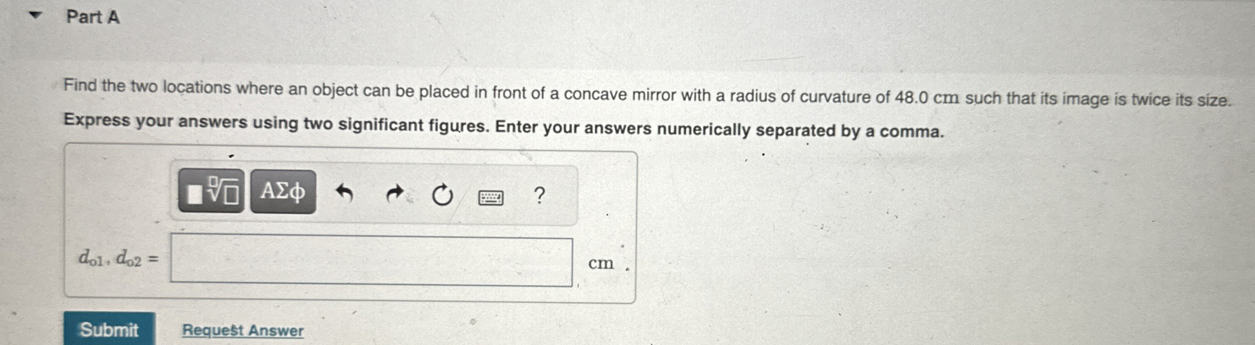 Solved Find the two locations where an object can be placed | Chegg.com