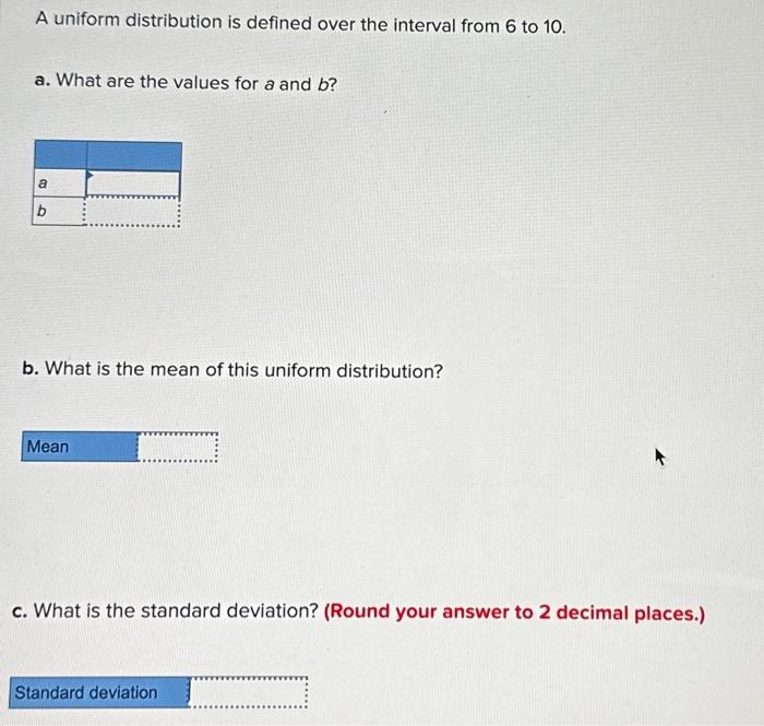 Solved A uniform distribution is defined over the interval | Chegg.com