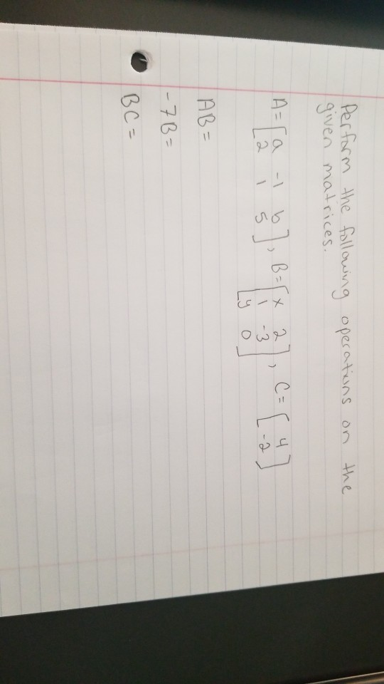 Solved Perform the following operations on the given | Chegg.com