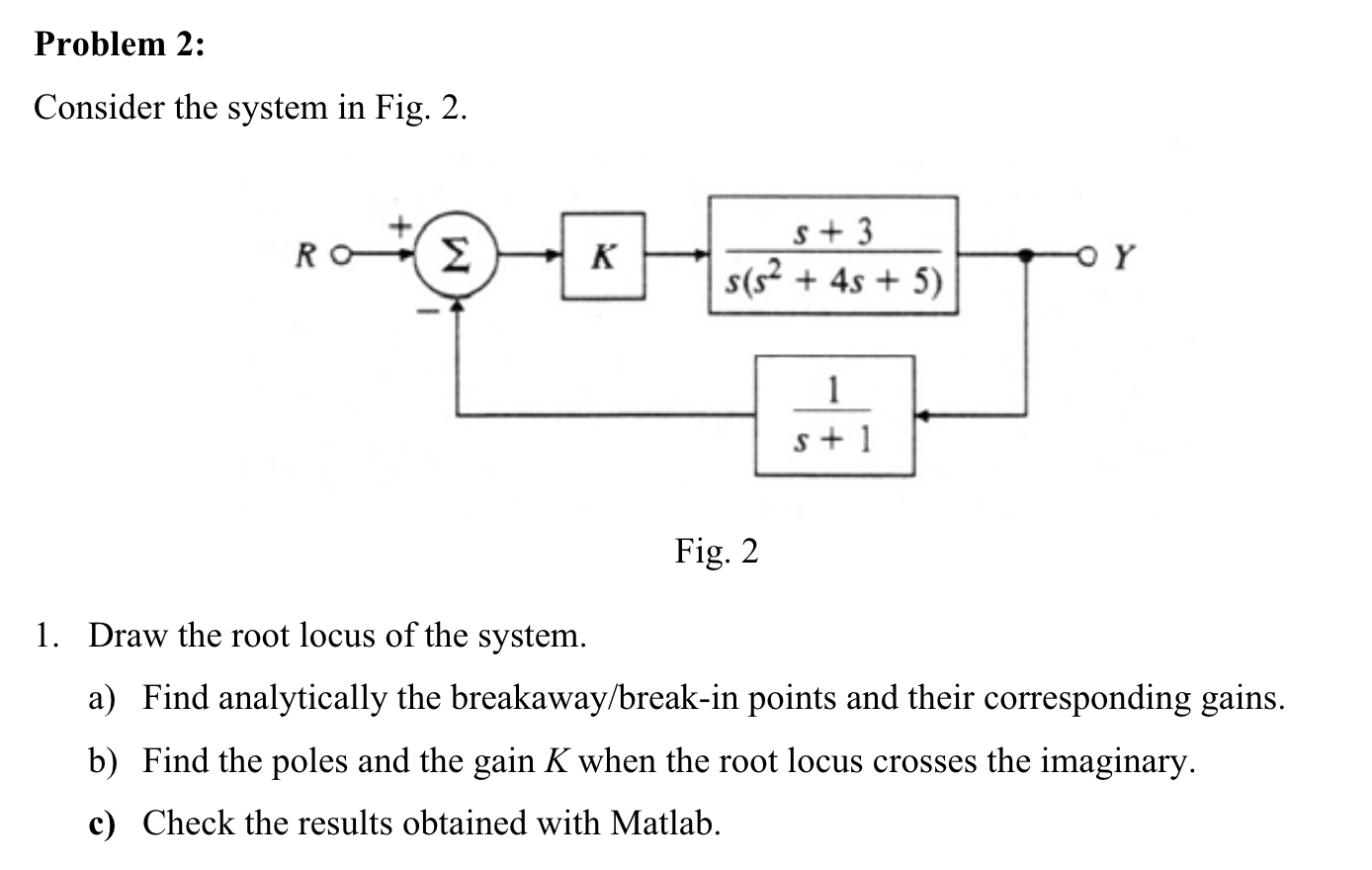 Solved Problem 2:Consider the system in Fig. 2.Draw the root | Chegg.com