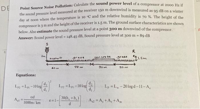 Point Source Noise Pollution: Calculate the sound | Chegg.com