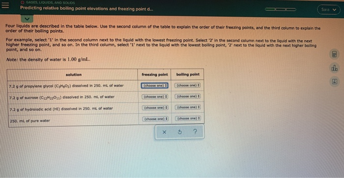 Solved Predicting relative boiling point elevations and | Chegg.com