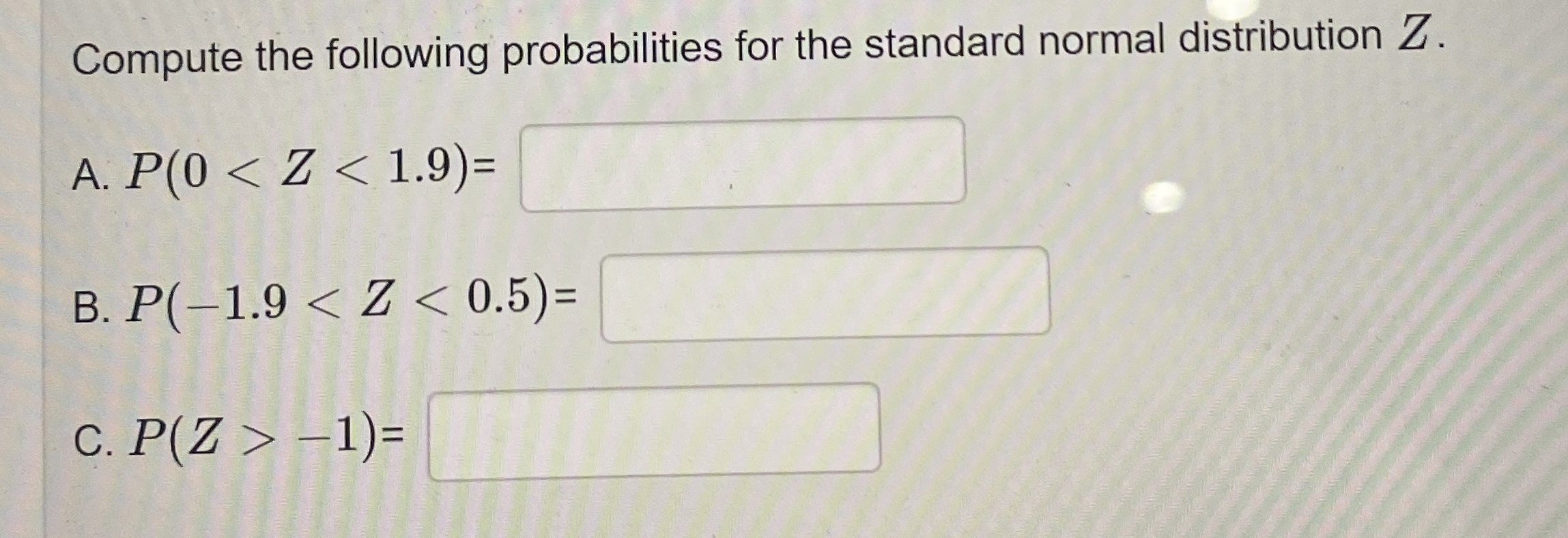Solved Compute the following probabilities for the standard | Chegg.com