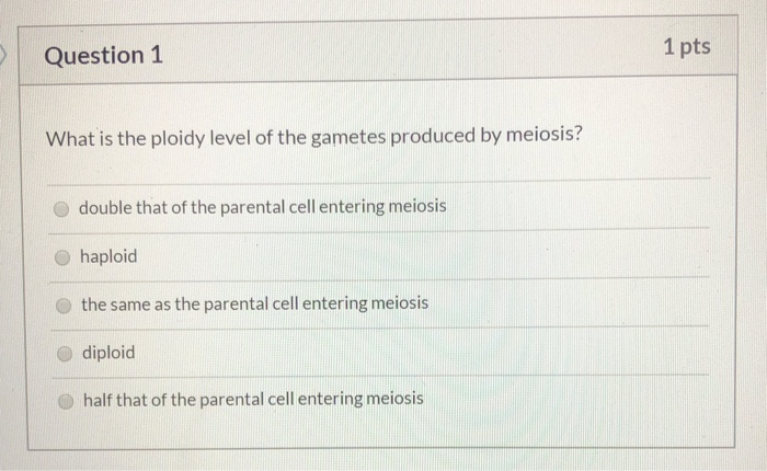 Solved Question 1 1 pts What is the ploidy level of the | Chegg.com