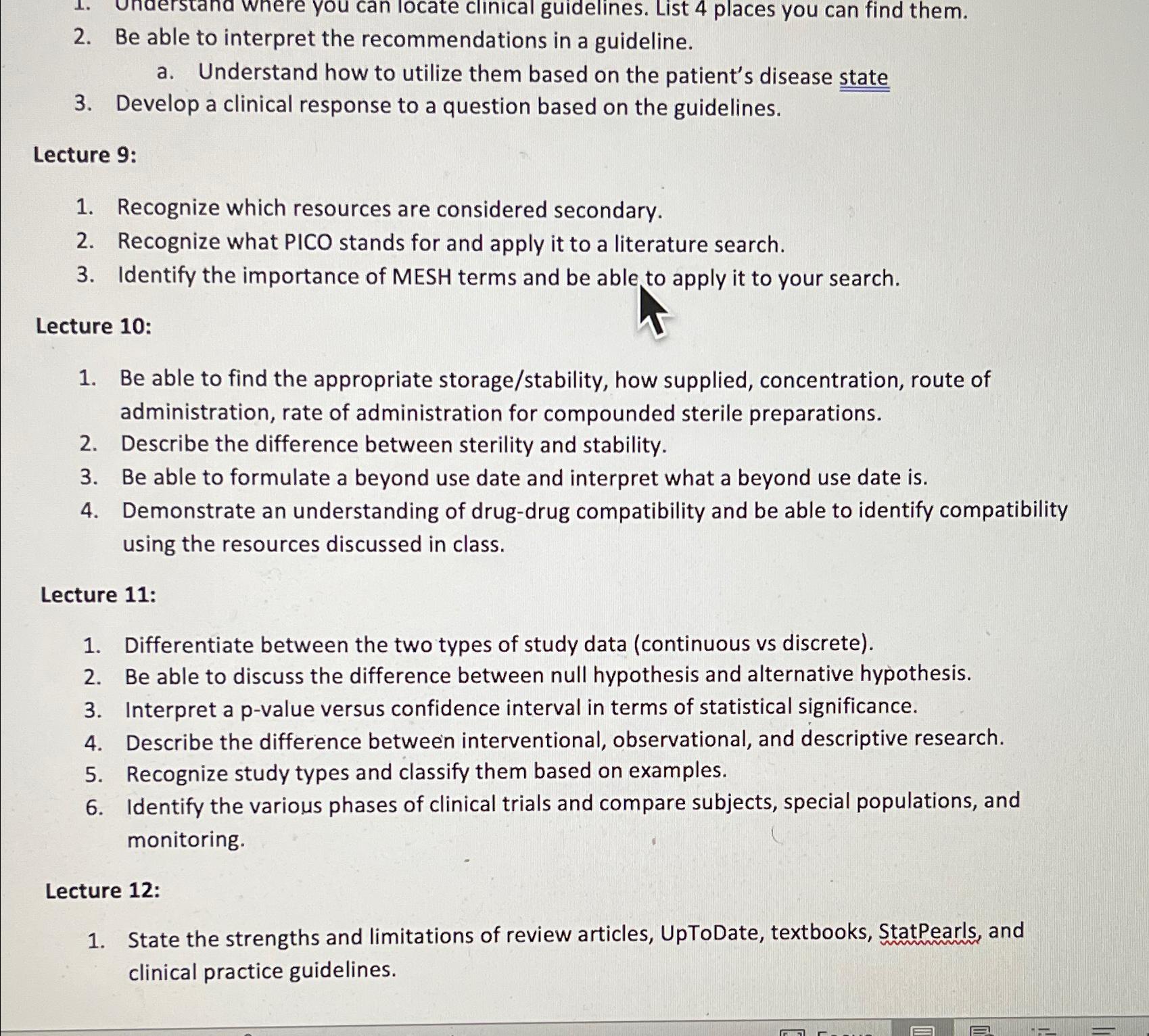 Solved Be able to interpret the recommendations in a | Chegg.com