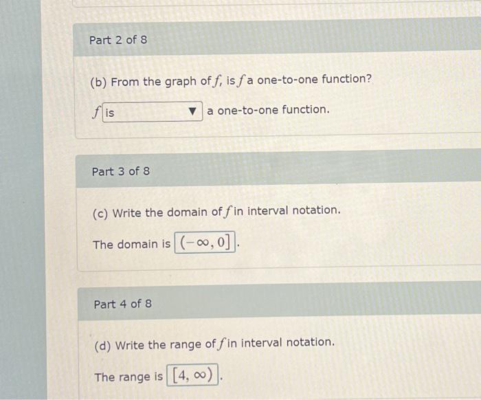 Solved (b) From the graph of f, is f a one-to-one function? | Chegg.com