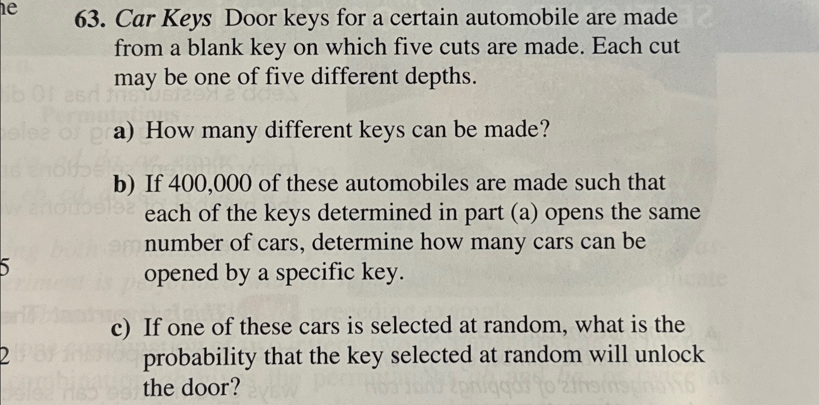 Solved Car Keys Door keys for a certain automobile are made | Chegg.com