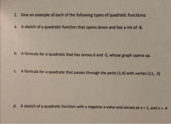 Solved 2. Give an example of each of the following types of | Chegg.com