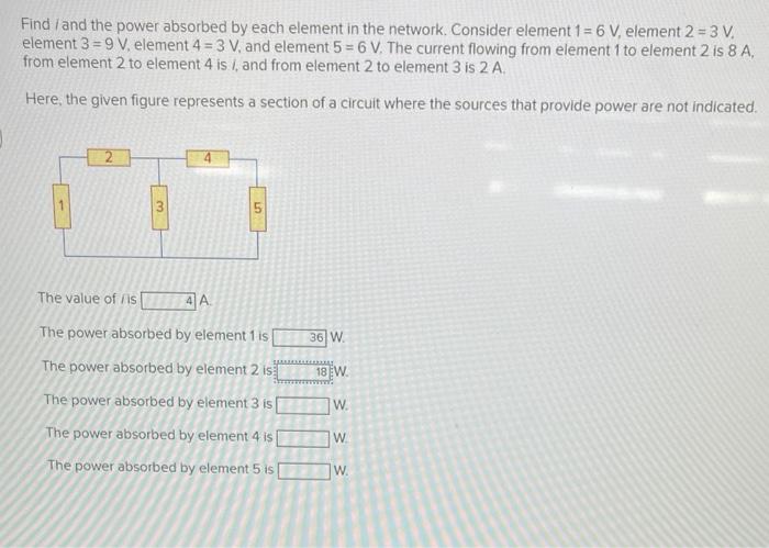 Solved Find / and the power absorbed by each element in the | Chegg.com