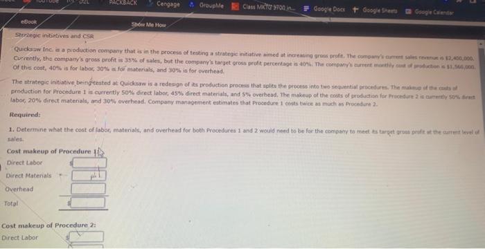 Solved "Strategic iniblativel and CSR Quicksaw inci is a | Chegg.com