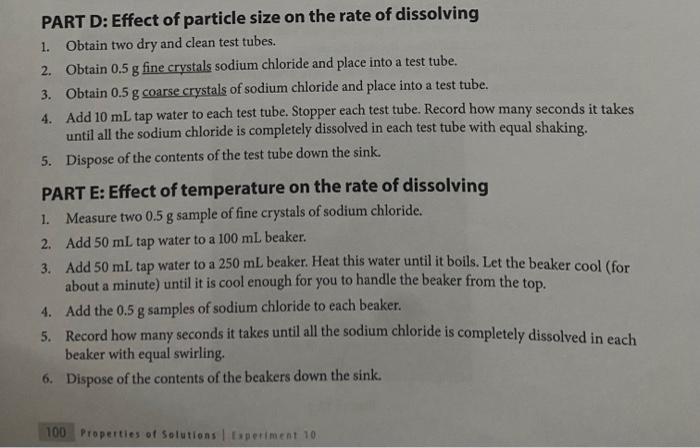 Solved PART D: Effect of particle size on the rate of | Chegg.com