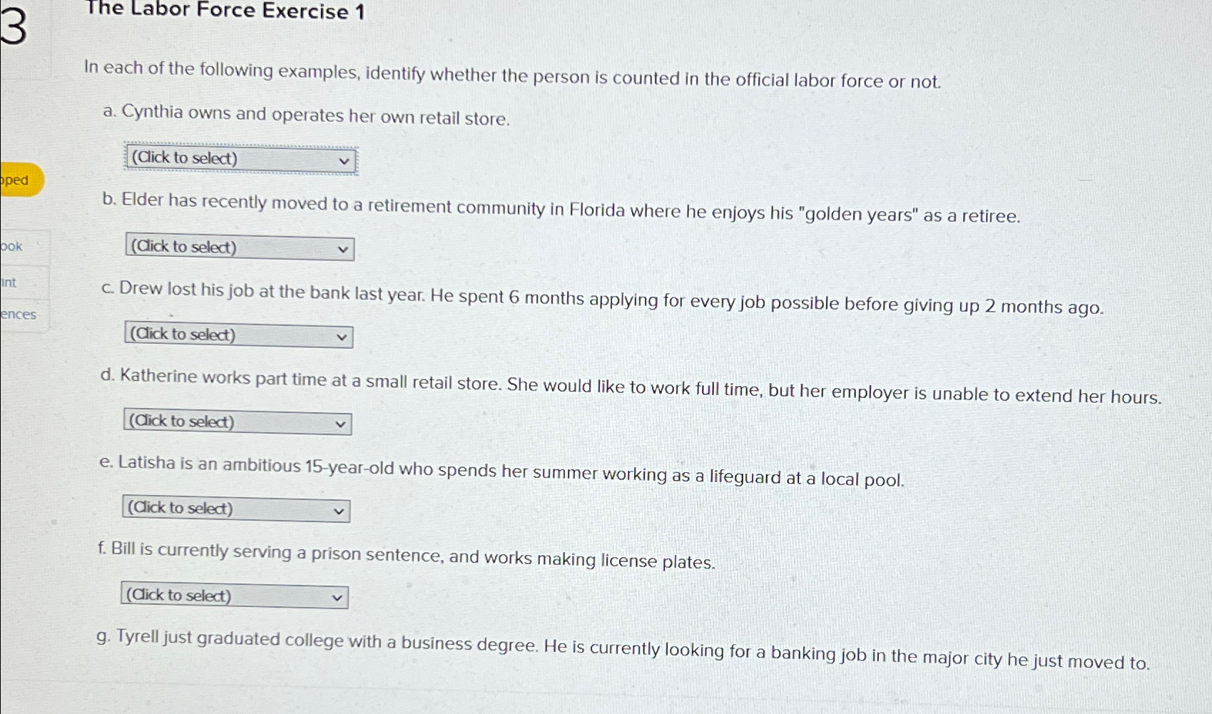 Solved The Labor Force Exercise 1In each of the following | Chegg.com