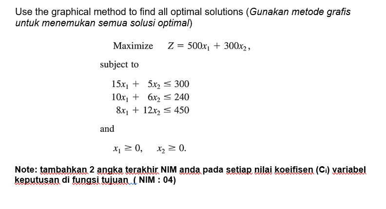 Solved Use the graphical method to find all optimal | Chegg.com